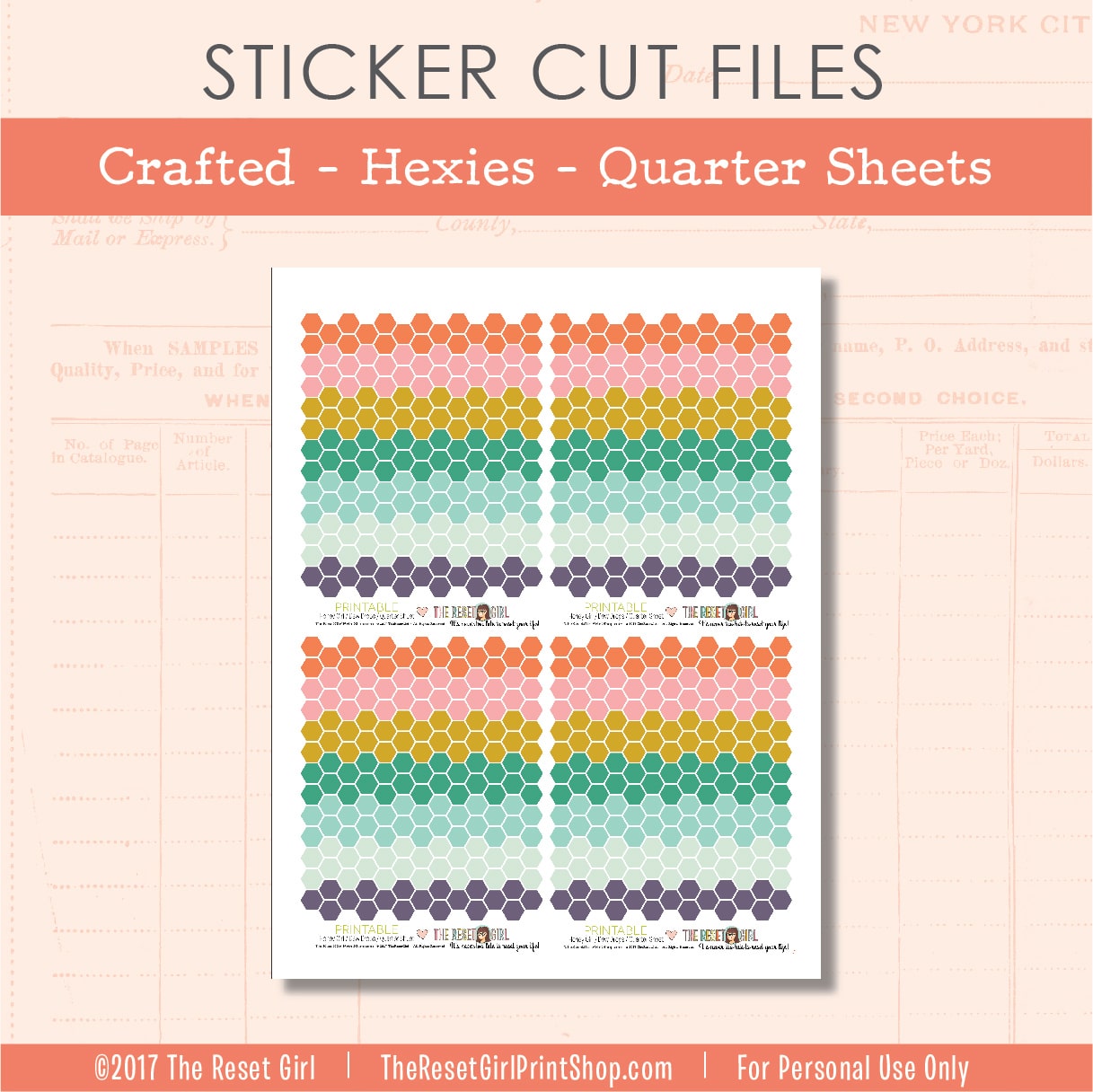 Stickers >> Crafted >> Hexies >> Quarter Sheet - The Reset Girl