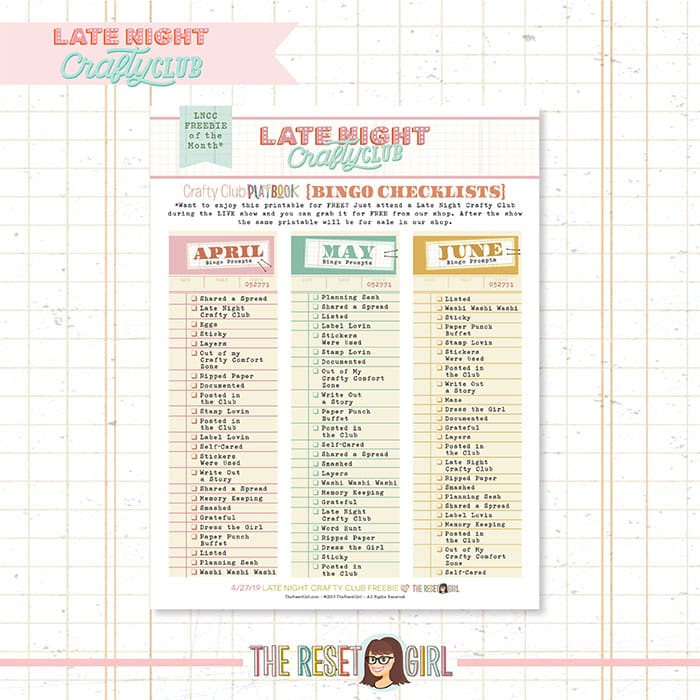 Bingo Checklist – April 2019 LNCC Printable