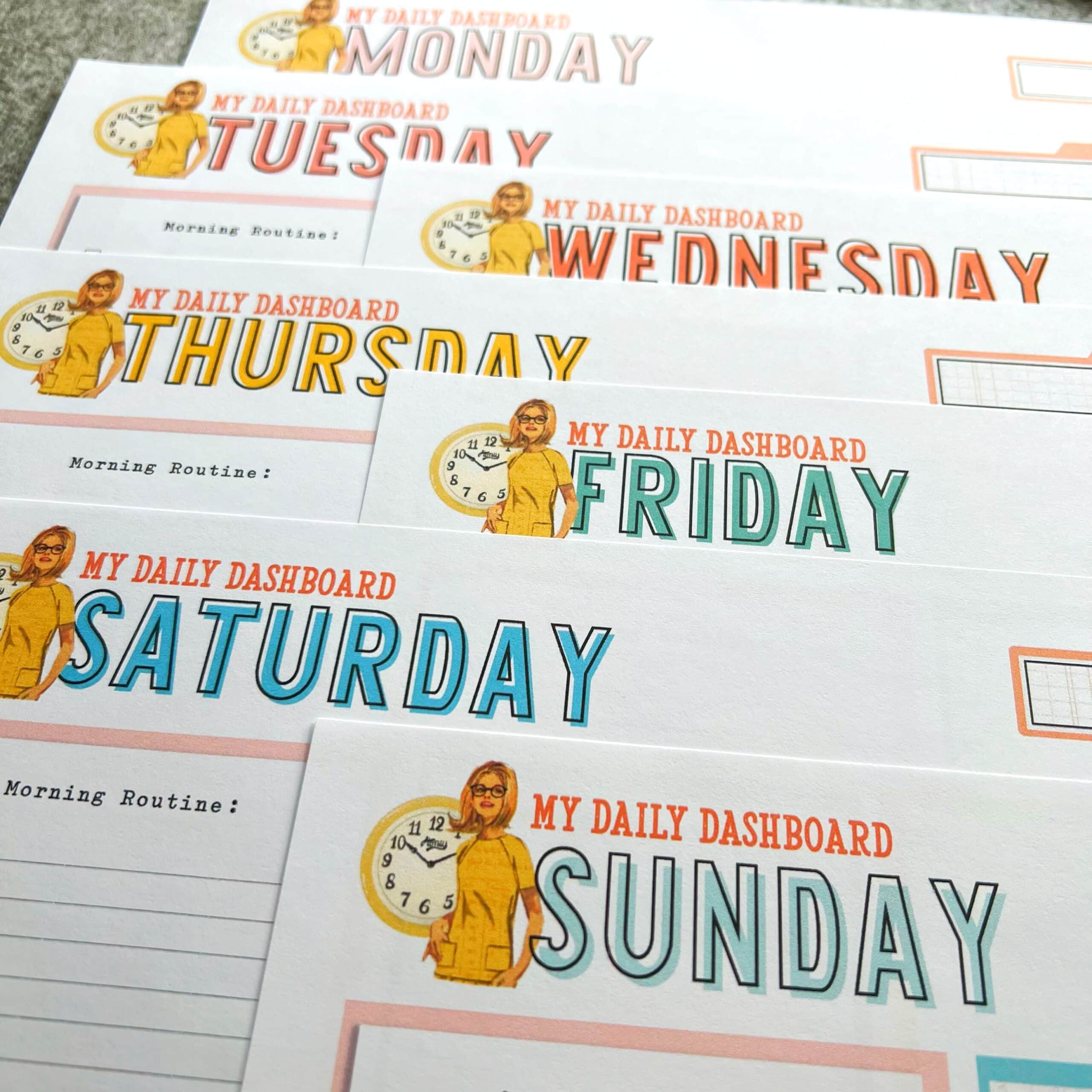 My Daily Dashboards – Printable Planner Sheets: Girl Friday Edition