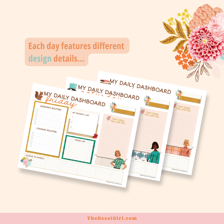 My Daily Dashboards – Printable Planner Sheets: Forever Fall