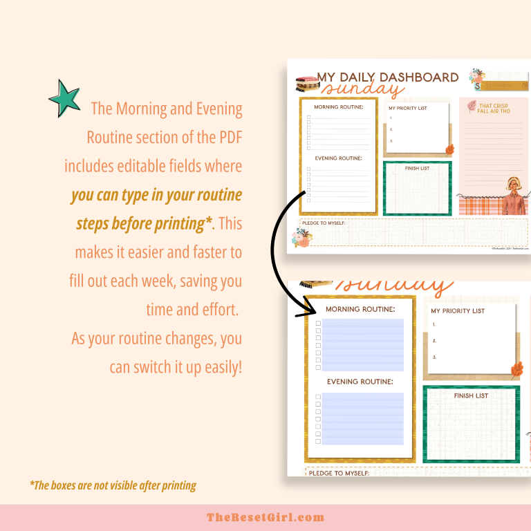 My Daily Dashboards – Printable Planner Sheets: Forever Fall