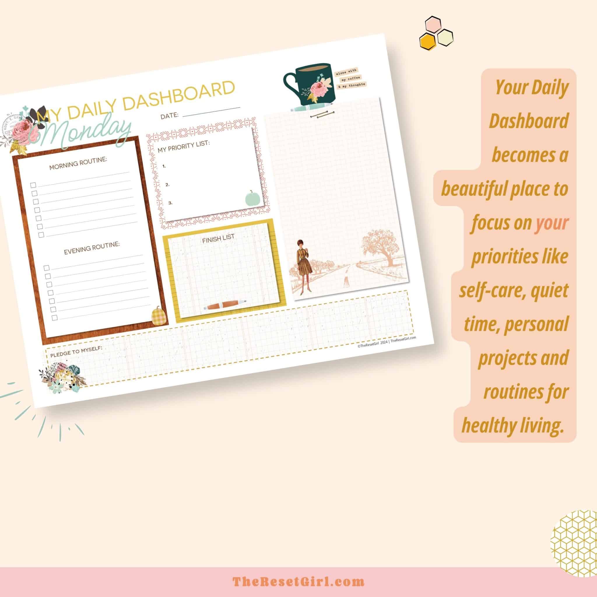 My Daily Dashboards – Printable Planner Sheets: Thankfully Yours