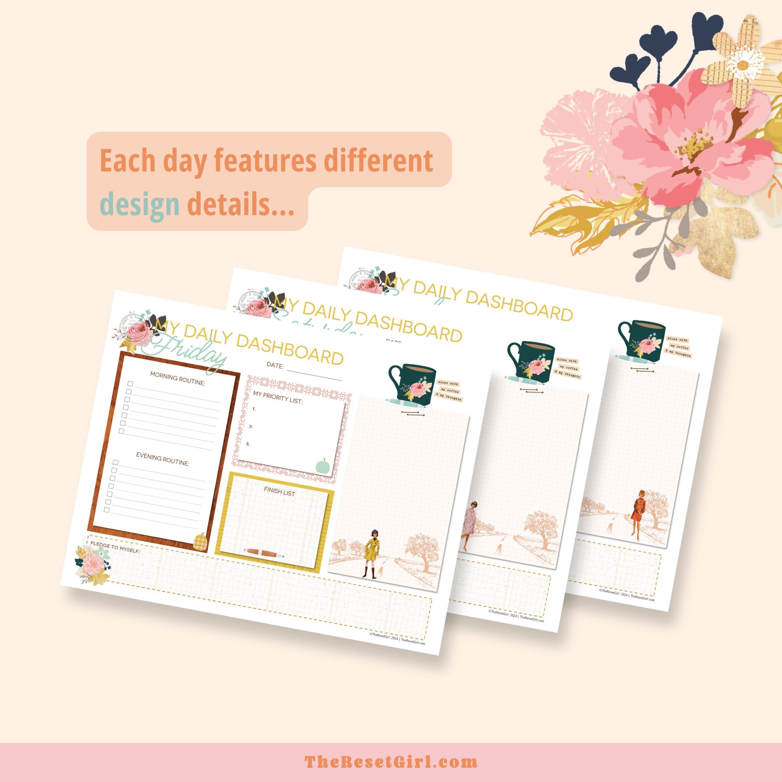 My Daily Dashboards – Printable Planner Sheets: Thankfully Yours